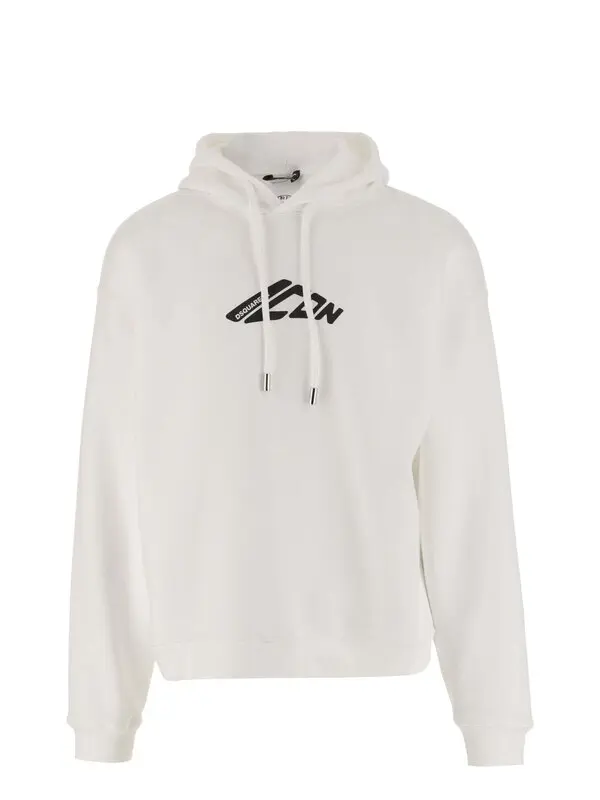 Dsquared2 Logo Printed Drawstring Hoodie - White