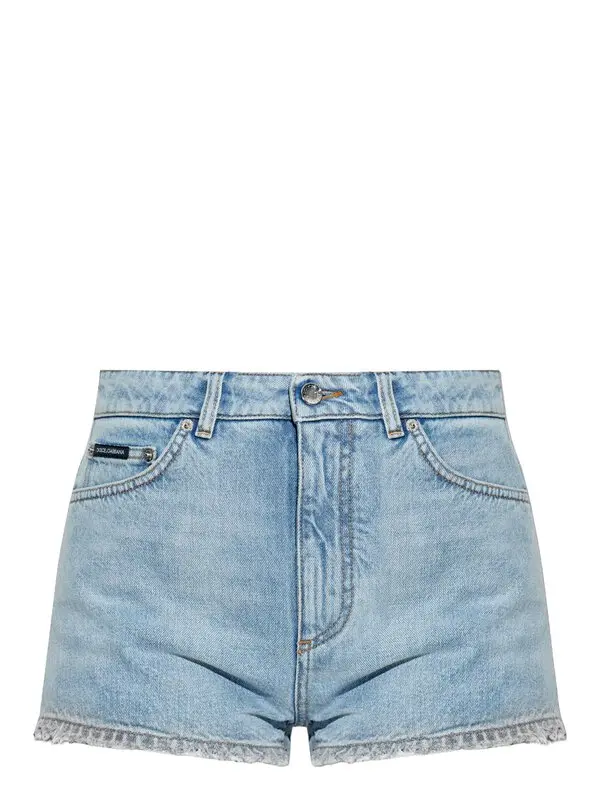 Dolce & Gabbana Frayed Denim Shorts - Blue