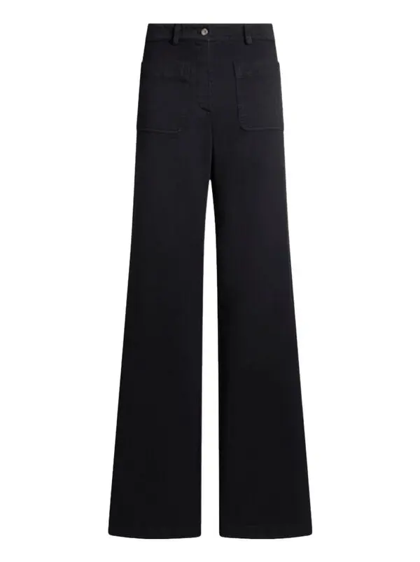 Etro High-waisted Wide-leg Trousers With Pegaso Buttons - Navy Blue
