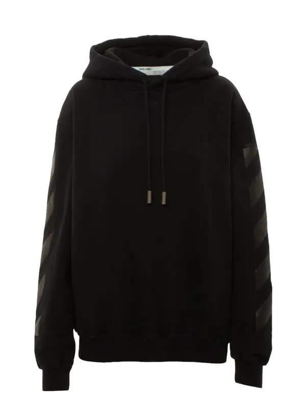 Off-White Logo Drawstring Hoodie - Black
