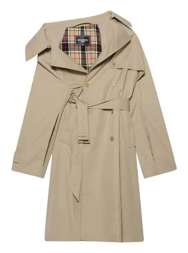 Balenciaga One-shoulder Trench Coat - Nude