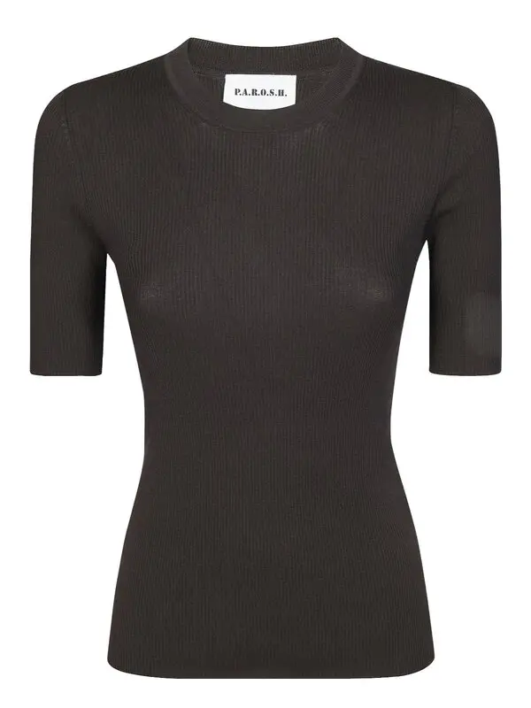 P.a.r.o.s.h Ribbed Knit Sweater With Mid-length Sleeves - Black