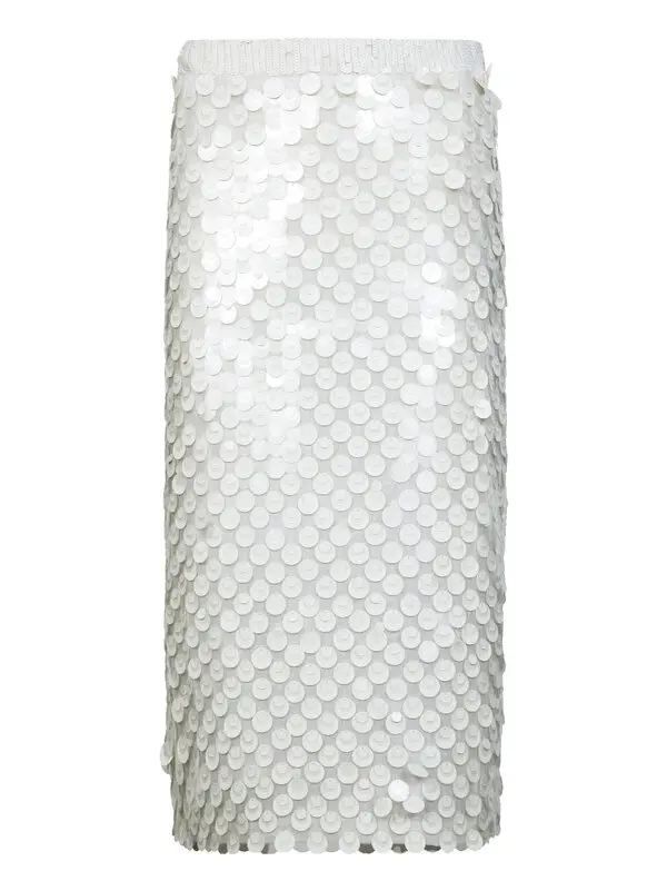 P.a.r.o.s.h Sequin Midi Skirt - White