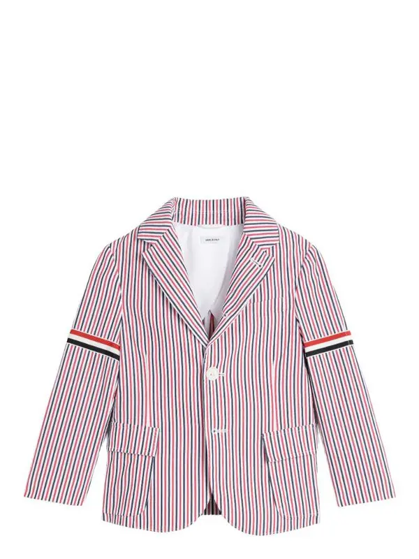 Thom Browne Rwb Stripe Cotton Blazer - White