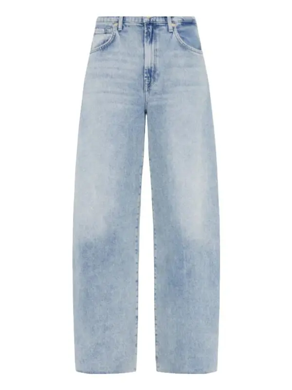 7 For All Mankind Wide-leg Raw Hem Jeans - Blue
