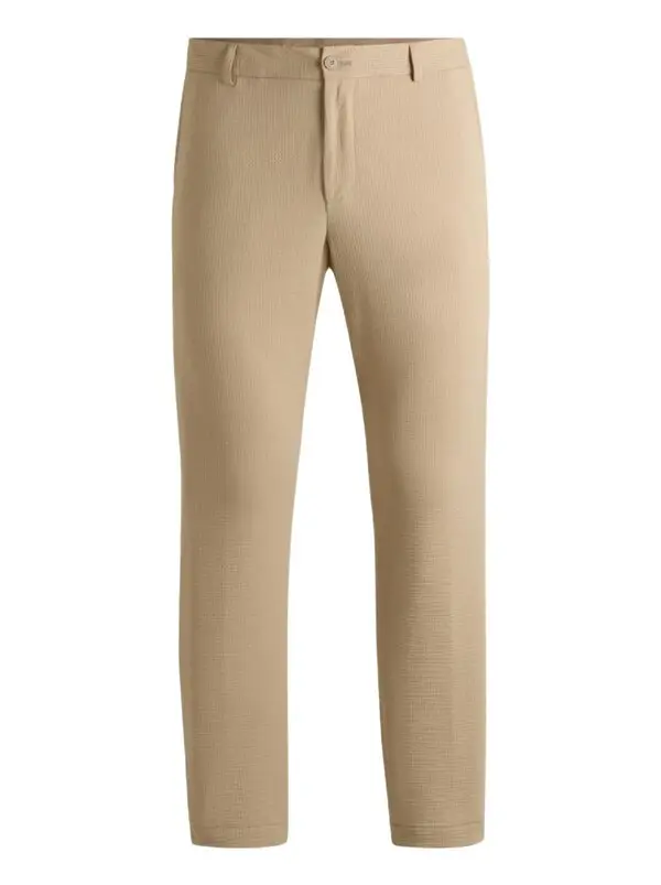 Hugo Boss Stretch Seersucker Washable Formal Trousers - Light Brown
