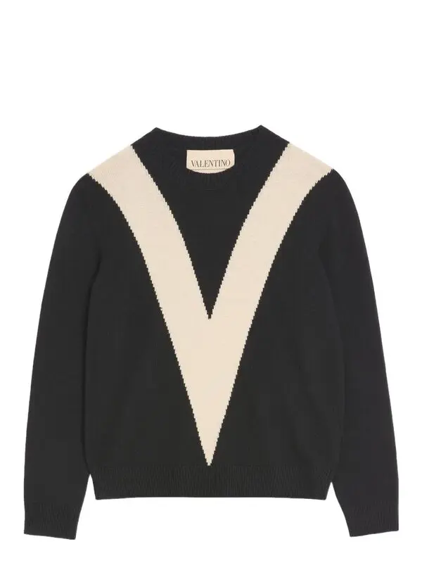 Valentino Garavani Crew Neck Long Sleeve Jumper With Graphic Print - Green