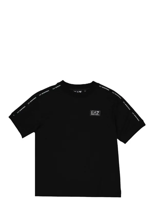 EA7 Cotton Jersey Crewneck T-shirt With Logo Patch - Black