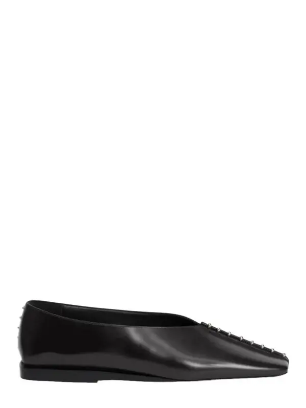 JIL SANDER Studded Pointed Toe Flats - Black