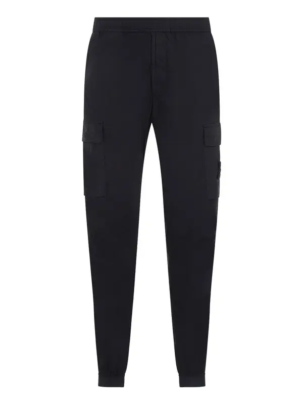 Stone Island Elastic Waist Cargo Pants With Zip Detail - Blue