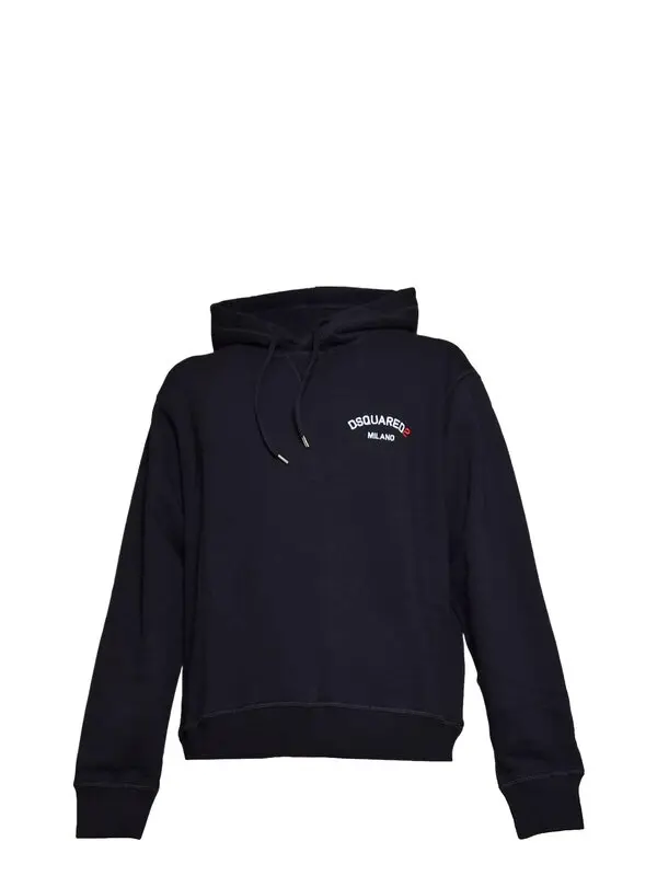 Dsquared2 Logo Printed Drawstring Hoodie - Black
