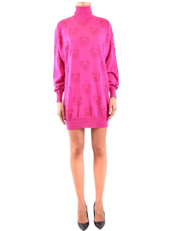 Moschino Teddy Bear Knit Mini Dress - Pink