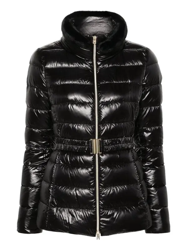 Herno High Neck Belted Puffer Jacket - Black