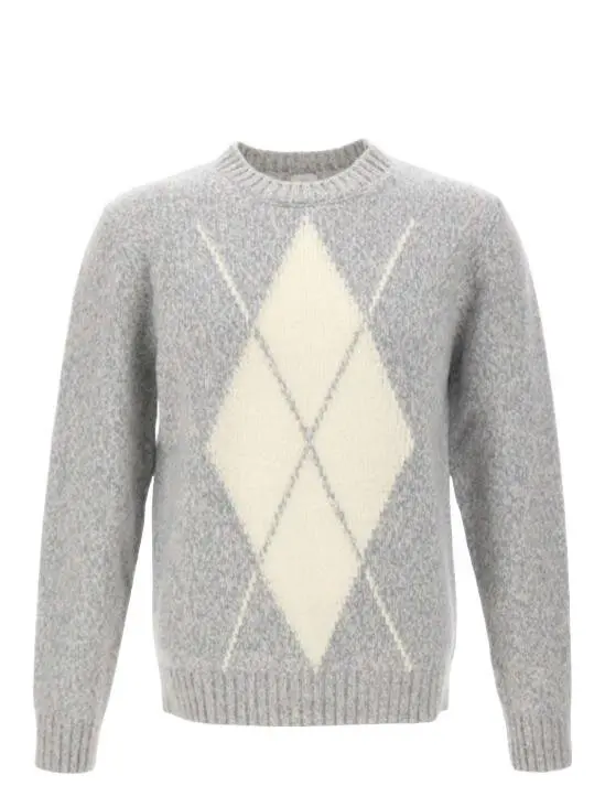 Eleventy Argyle Patterned Crew Neck Sweater - Gray