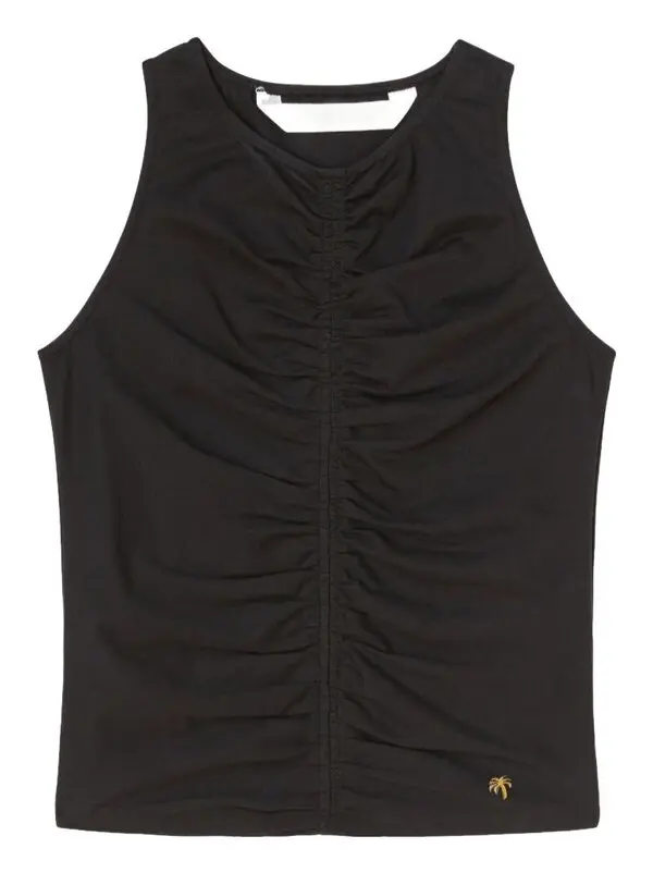 Palm Angels Ruched Stretch-cotton Tank Top - Black
