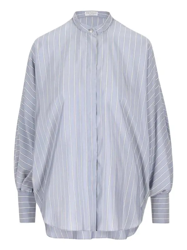 Brunello Cucinelli Striped Buttoned Shirt - Gray