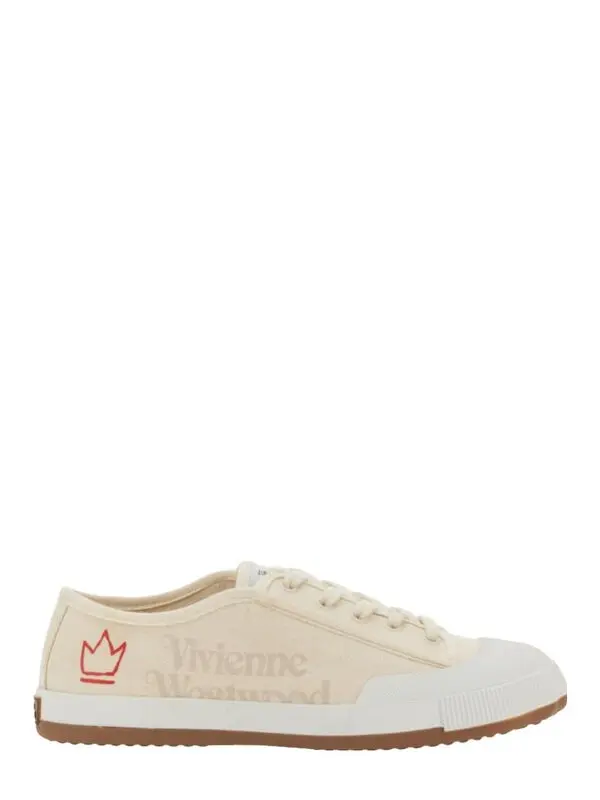 VIVIENNE WESTWOOD Logo Print Lace-up Sneakers - Nude