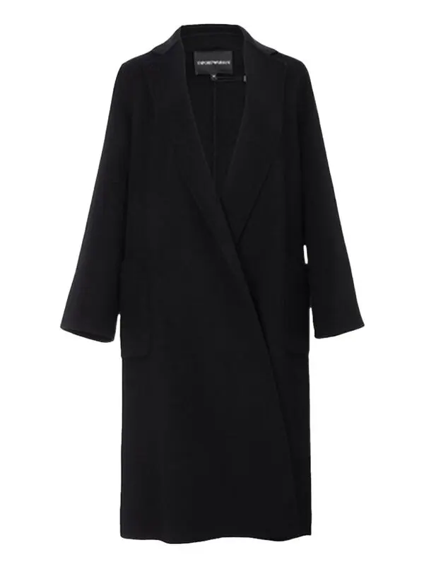 Emporio Armani Logo Cashmere Coat - Black