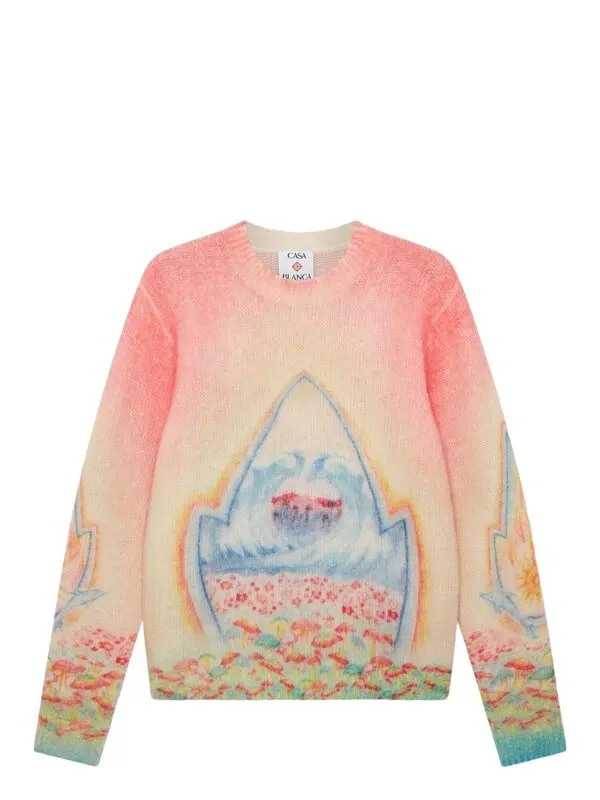 Casablanca The Great Wave" Printed Pullover - Pink