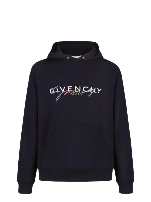 Givenchy Rainbow Logo Cotton Hoodie - Black