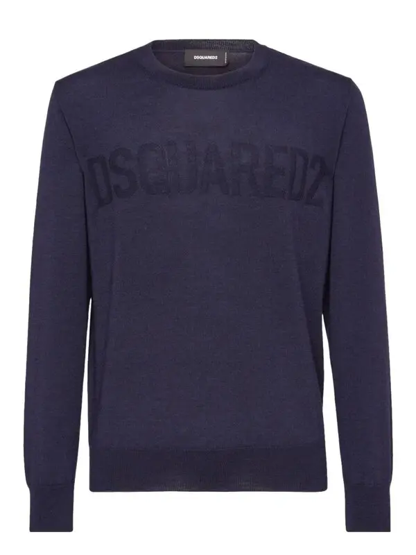 Dsquared2 Logo Intarsia Crewneck Knitted Jumper - Black