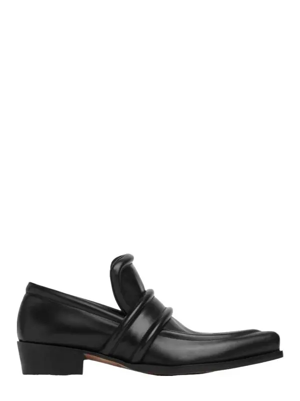 Bottega Veneta Pointed Loafers With Embossing - Black