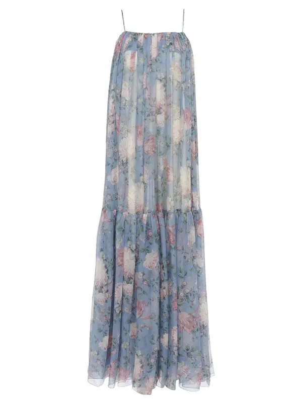 Chloé Sleeveless Floral Print Maxi Dress - Gray