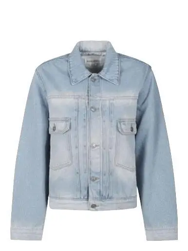Victoria Beckham Cropped Denim Trucker Jacket - Blue