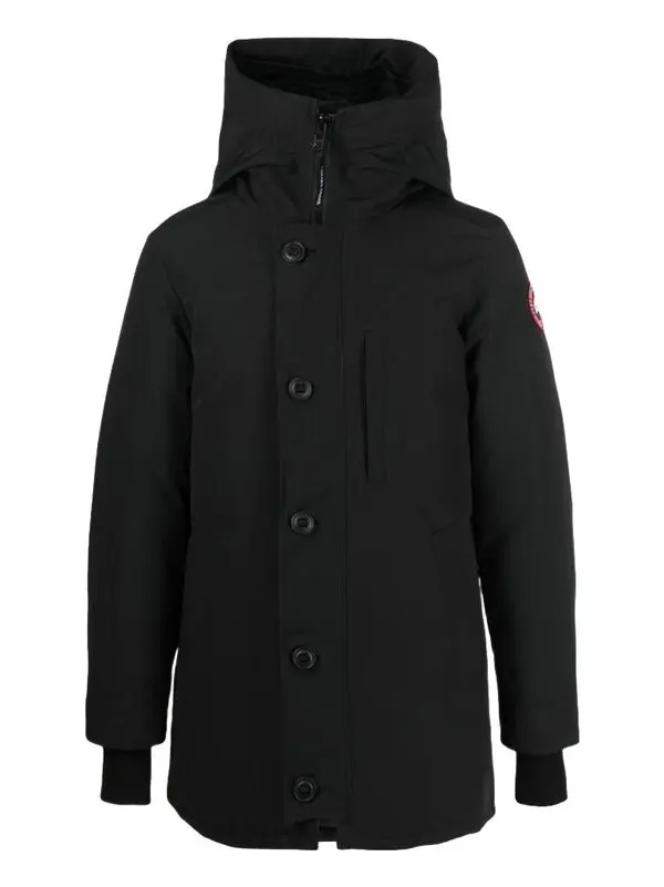 Canada Goose Logo Patch Hooded Down Coat - Black
