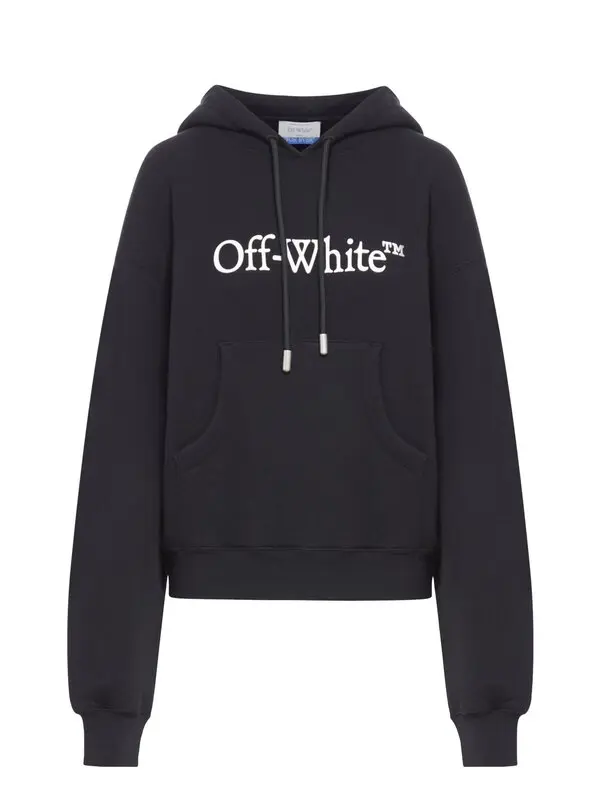 Off-White Drawstring Long-sleeved Hoodie - Black