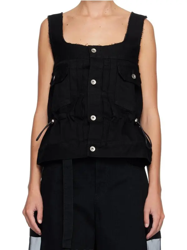 Sacai Square Neck Denim Vest - Black