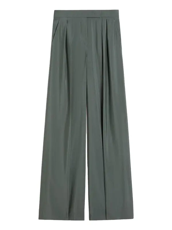 Max Mara Giallo Wide-leg Pleated Trousers - Dark Green