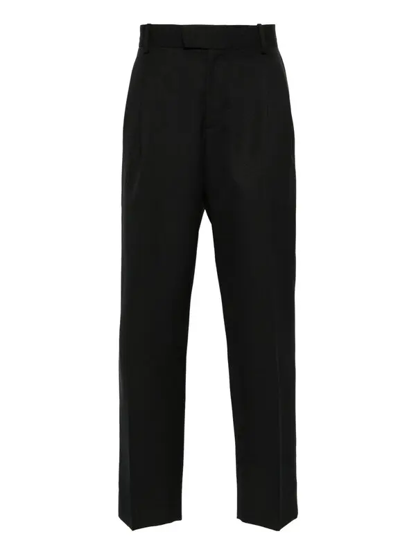 Drole De Monsieur Drôle De Logo Embroidered Pleated Trousers - Black