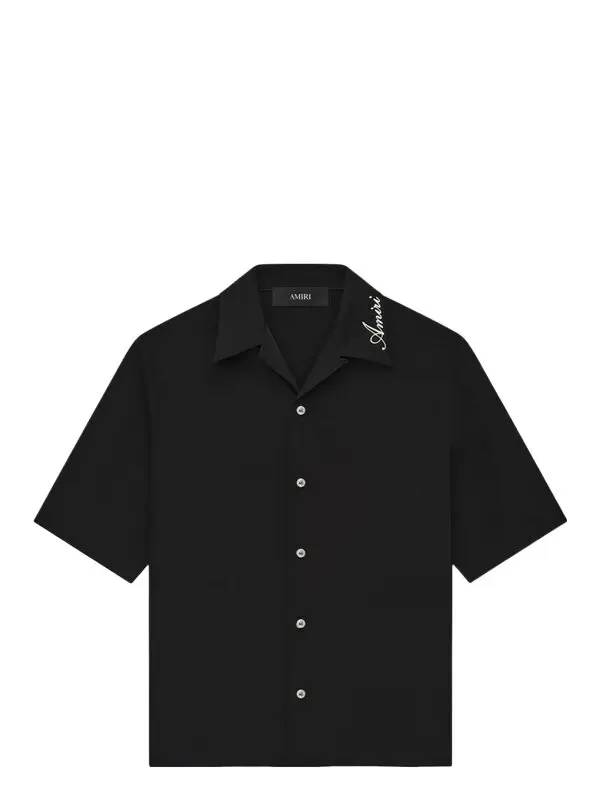 Amiri Ma Logo Embroidered Short-sleeved Shirt - Black