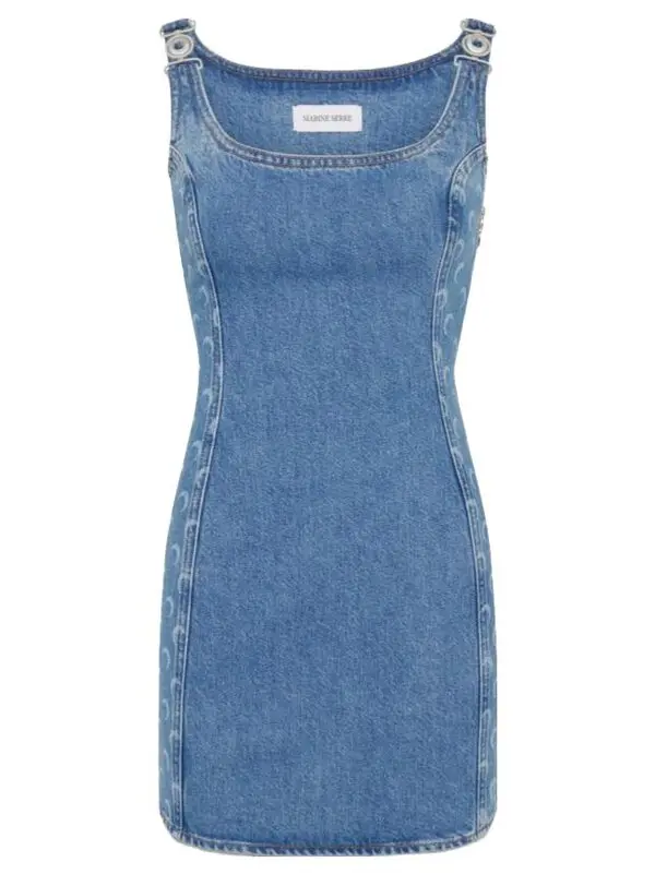 MARINE SERRE Sleeveless Denim Dress - Blue