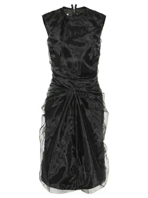 MAISON MARGIELA Sleeveless Gathered Organza Dress - Black