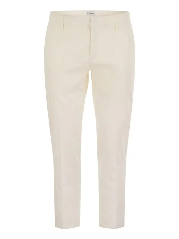 DONDUP Slim Fit Ankle-length Tailored Trousers - White
