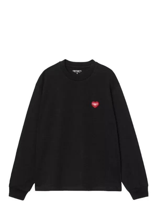 Carhartt Work In Progress Long Sleeve Heart Patch T-shirt - Black