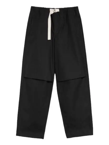 JIL SANDER Wide Leg Pants With Drawstring Hem - Black