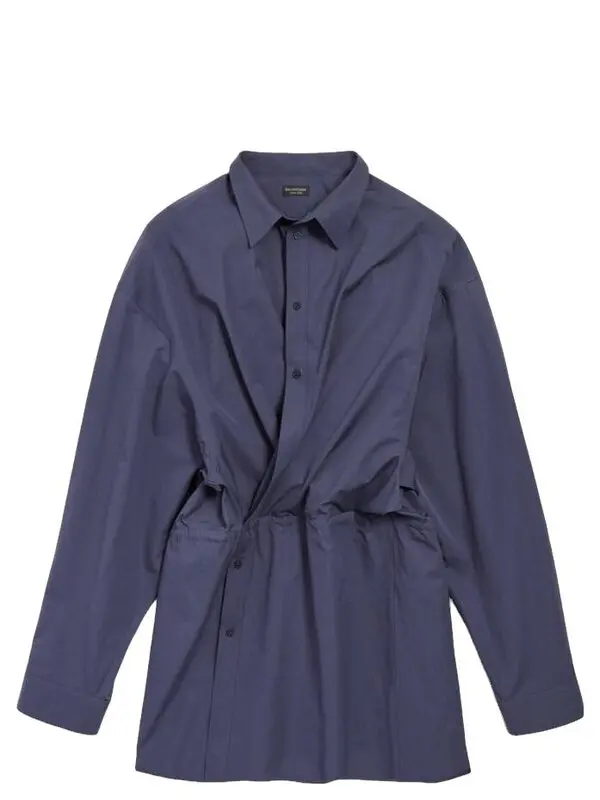 Balenciaga Asymmetrical Button Open Shirt Mini Dress - Faded Blue