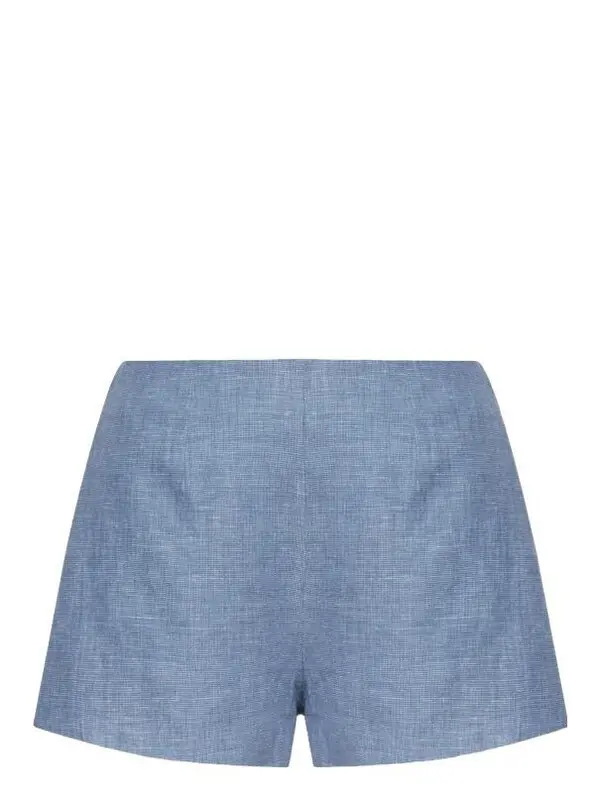 Posse Button-detail Linen Tailored Shorts - Blue