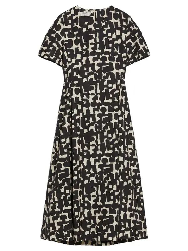 Max Mara Short Sleeve Trumpet Silhouette Midi Dress - Black