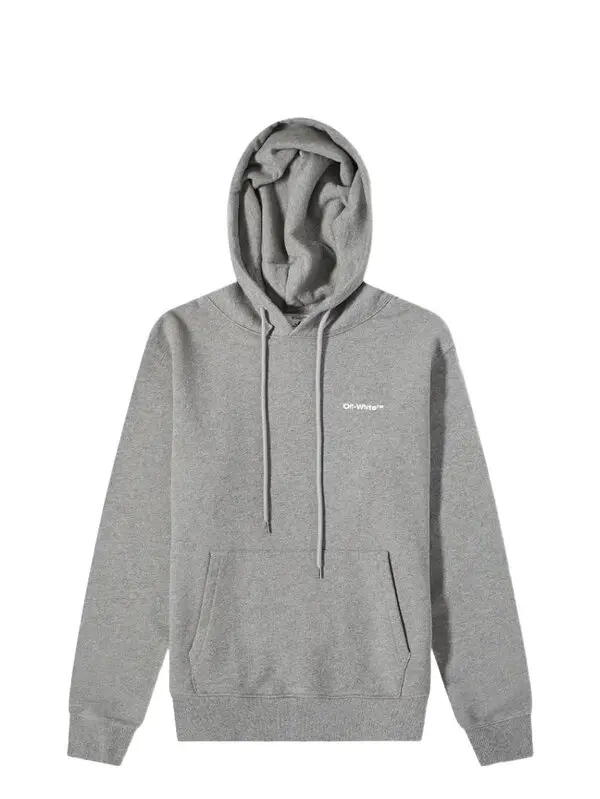 Off-White Wave Print Cotton Hoodie - Gray