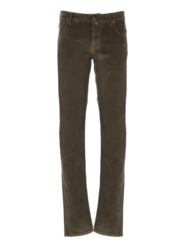 Jacob Cohen Logo Patch Low-rise Corduroy Trousers - Brown