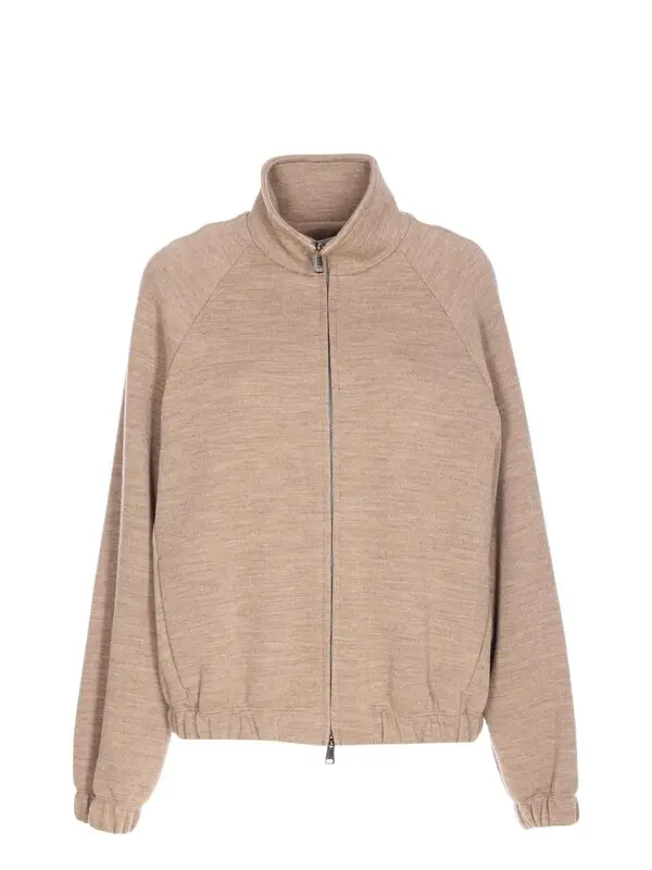 Max Mara Frine High-neck Zipped Sweatshirt - Nude