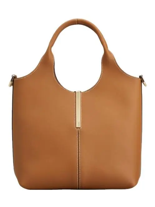 TOD'S Logo Engraved Mini Shopping Bag - Brown