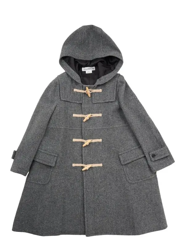 Comme Des Garçons Long Sleeved Hooded Coat With Toggle Fastening - Grey