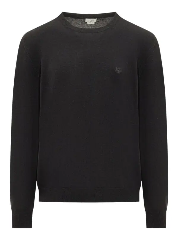 Etro Logo Embroidered Knitted Jumper - Black
