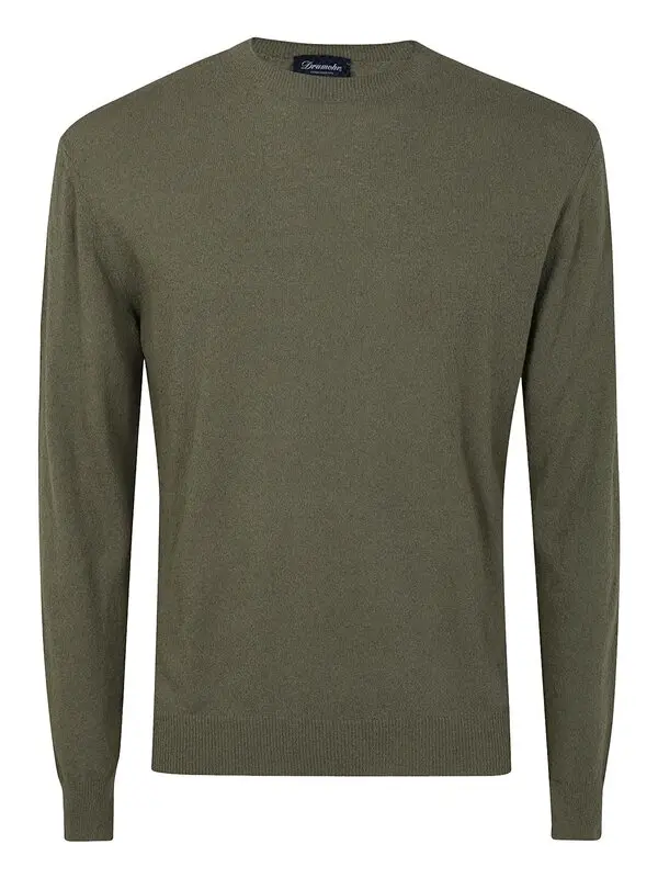DRUMOHR Crewneck Long-sleeve Knit Sweater - Olive Green