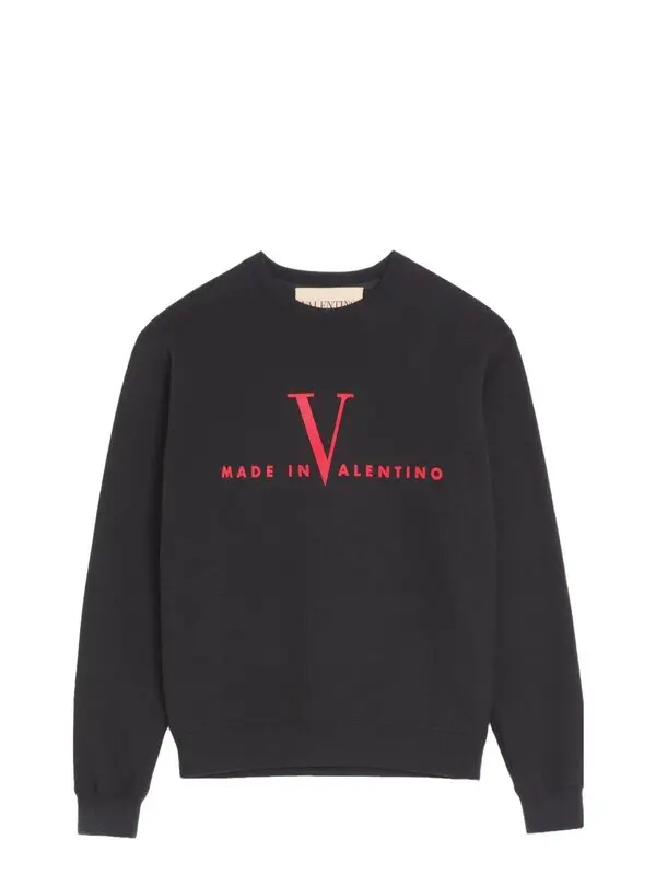 Valentino Garavani Logo Printed Crewneck Sweatshirt - Black